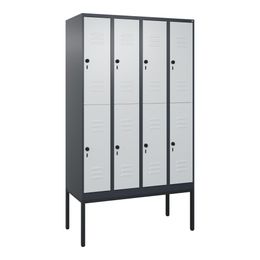 C+P Doppelstock-Spind Classic PLUS, Gestell, 4 Abteile, 2120x1200x500mm, 7016/70 Verschluss Sicherheits-Drehriegel Front RAL 7035 Lichtgrau ; C + P M&ouml; (0803307-40|S10013)