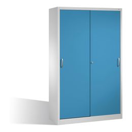 C+P Schwerlast-Werkzeugschrank mit Schiebet&uuml;ren, 4 B&ouml;den, H1950xB1200xT500mm Front Lichtblau Korpus Lichtgrau ; C + P M&ouml;belsysteme (2059-002|S10020)