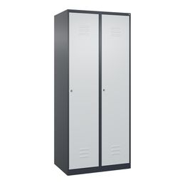 C+P Spind Classic PLUS, 2 Abteile, 1850x800x500mm, 7016/7035 Verschluss Zylinderschloss 4 Garderobenhaken Trennwand mittig ; C + P M&ouml;belsysteme (080000-22F|S10007)