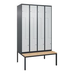 C+P Z-Spind Classic PLUS, Bank, 8 F&auml;cher, 2120x1200x815mm, 7016/7035 Verschluss Zylinderschloss Sitzbanktyp untergebaut Material Sitzfl&auml;che Buche-Hart (0800537-408|S10028)