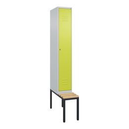 C+P Spind Classic PLUS, Bank, 1 Abteil, 2120x300x815mm, 7035/0024 Verschluss Zylinderschloss 4 Garderobenhaken Trennwand mittig Sitzbanktyp untergeba (0800507-10F|S10054)