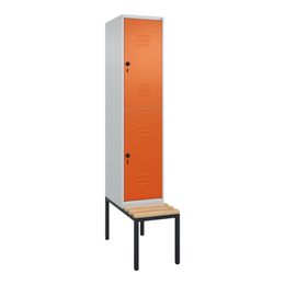 C+P Doppelstock-Spind Classic PLUS, Bank, 1 Abteil, 2120x400x815mm, 7035/2004 Verschluss Sicherheits-Drehriegel Sitzbanktyp untergebaut Material Sitzf (0803507-12|S10184)