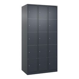 C+P Schlie&szlig;fachschrank Classic PLUS, 3 Abteile, 1850x900x500mm, 7016/7016 Innenh&ouml;he Gefach oben (oberes 365 mm Front RAL 7016 Anthrazitgrau ; C + P M&ouml; (080000-305|S10010)