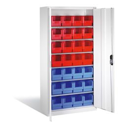 C+P Magazinschrank mit 28 Sichtlagerk&auml;sten, H1980xB1000xT420mm Front Lichtgrau Korpus Lichtgrau ; C + P M&ouml;belsysteme (133144-22|S10042)