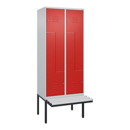C+P Z-Spind Classic PLUS, Bank, 4 F&auml;cher, 2120x800x815mm, 7035/3020 Verschluss Zylinderschloss Sitzbanktyp auskragend Material Sitzfl&auml;che Kunststoff ; (0800437-224|S10047)
