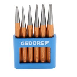 Gedore Durchtreiber-Satz, 6-teilig, Splinttreiber-Set im PVC-Halter, geh&auml;rtet, angelassen, Stahl, Werkzeug, 8753680)