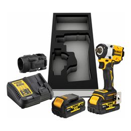Dewalt DCF921P2G-QW XR Akku-Schlagschrauber 1/2 (bürstenlos) max .406 Nm inkl .2x G-Akku (18 Volt /5 Ah) + Schnellladegerät im TSTAK Box II mit LED-Licht und Gürtelclip)