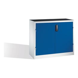 C+P Schwerlast-Beistellschrank mit Dreht&uuml;ren, innen 1 Boden, H1000xB1200xT500mm Front Enzianblau Korpus Lichtgrau ; C + P M&ouml;belsysteme (8831-052|S10267)