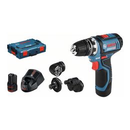 Bosch Professional GSR 12V-15 FC Akku-Bohrschrauber mit 2 x 2,0 Ah-Akku L-BOXX 4 Aufsätze | für Holz, Metall oder Mauerwerk| mit bürstenlosem Motor und LED-Licht| 06019F6000)