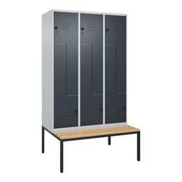 C+P Z-Spind Classic PLUS, Bank, 6 Fächer, 2120x1200x815mm, 7035/7016 Verschluss Sicherheits-Drehriegel Sitzbanktyp untergebaut Material Sitzfläche Buc (0800537-326|S10008)
