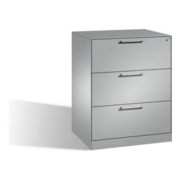 C+P Hängeregistraturschrank Asisto für Hängehefter DIN A4, 3 Schubladen, zweibahnig Weißaluminium ; C + P Möbelsysteme (146243-312|S10004)