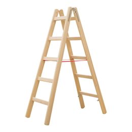 Hymer Holz-Sprossenstehleiter, beidseitig begehbar, 2x5 Sprossen (7141010)