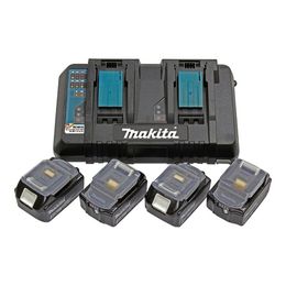Makita Power Source Kit Li 18V 4x 5Ah Akkus + Doppelladeger&auml;t (199483-0)