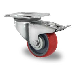 CASCOO Lenkrolle mit Totalfeststeller ø 80 mm Serie N2U6 Rollenlager (TBP25W0080N2U6R1W)