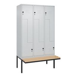 C+P Z-Spind Classic PLUS, Bank, 6 Fächer, 2120x1200x815mm, 7035/7035 Verschluss Sicherheits-Drehriegel Sitzbanktyp auskragend Material Sitzfläche Buch (0800437-326|S10009)