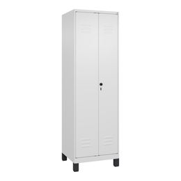 C+P Schwarz-Wei&szlig;-Spind Classic PLUS, F&uuml;&szlig;e, 2 Abteile, 1950x600x500mm, 9016/9016 Verschluss Sicherheits-Drehriegel ; C + P M&ouml;belsysteme (080012-20|S10014)
