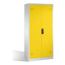 C+P Umweltschrank mit Drehtüren, 4 Polyethylen-Wannen, H1950xB930xT500mm Front Verkehrsgelb Korpus Lichtgrau ; C + P Möbelsysteme (8921-316|S10156)
