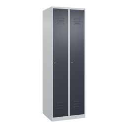C+P Spind Classic PLUS, 2 Abteile, 1850x600x500mm, 7035/7016 Verschluss Zylinderschloss 4 Garderobenhaken Trennwand mittig ; C + P M&ouml;belsysteme (080000-20F|S10016)