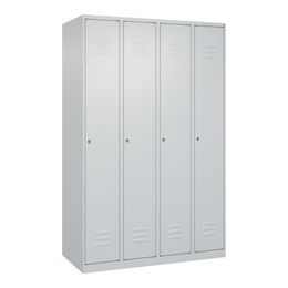 C+P Spind Classic PLUS, 4 Abteile, 1850x1200x500mm, 7035/7035 Verschluss Zylinderschloss 3 Garderobenhaken ; C + P M&ouml;belsysteme (080000-40|S10023)