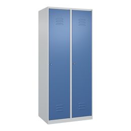 C+P Spind Classic PLUS, 2 Abteile, 1850x800x500mm, 7035/5023 Verschluss Zylinderschloss 4 Garderobenhaken ; C + P M&ouml;belsysteme (080000-22|S10016)