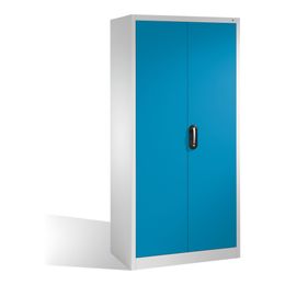 C+P Werkzeugschrank mit Drehtüren, 4 Böden und Garderobenstange, H1950xB930xT500mm Front Lichtblau Korpus Lichtgrau ; C + P Möbelsysteme (8921-312|S10254)