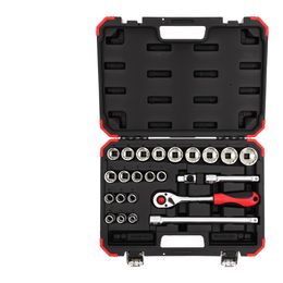 Gedore RED Steckschlüsselsatz, 24-teilig, Mit Umschaltknarre, Ratsche, Steckschlüssel und Bitsatz, 1/2" (3300056)