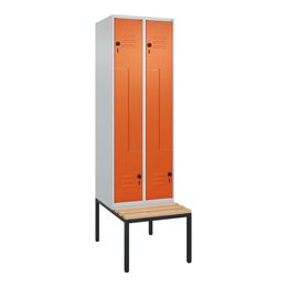 C+P Z-Spind Classic PLUS, Bank, 4 Fächer, 2120x600x815mm, 7035/2004 Verschluss Sicherheits-Drehriegel Sitzbanktyp untergebaut Material Sitzfläche Buch (0800537-204|S10060)