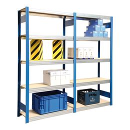 Regalwerk BERT-Gro&szlig;fachregal 250 kg Grundfeld LR 5010 Stecksystem HxBxT 2000x1005x300 mm (B3-46121-30-EB)