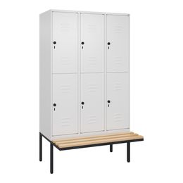 C+P Doppelstock-Spind Classic PLUS, Bank, 3 Abteile, 2120x1200x815mm, 9016/9016 Verschluss Sicherheits-Drehriegel Sitzbanktyp auskragend Material Sitz (0803407-32|S10014)