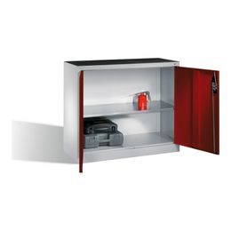 C+P Werkzeug-Beistellschrank mit Dreht&uuml;ren, innen 1 Boden, H1000xB1200xT500mm Front Rubinrot Korpus Lichtgrau ; C + P M&ouml;belsysteme (8831-000|S10210)