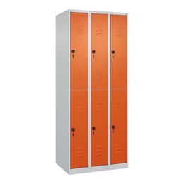 C+P Doppelstock-Spind Classic PLUS, 3 Abteile, 1850x750x500mm, 7035/2004 Verschluss Sicherheits-Drehriegel ; C + P Möbelsysteme (080300-39|S10000)