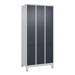 C+P Schlie&szlig;fachschrank Classic PLUS, F&uuml;&szlig;e, 3 Abteile, 1950x900x500mm, 7035/7016 Innenh&ouml;he Gefach oben (oberes 599 mm Front RAL 7016 Anthrazitgrau ; C (080010-303|S10008)