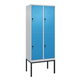 C+P Doppelstock-Spind Classic PLUS, Gestell, 2 Abteile, 2120x800x500mm, 7035/501 Verschluss Sicherheits-Drehriegel Front RAL 5012 Lichtblau ; C + P M&ouml; (0803307-22|S10004)