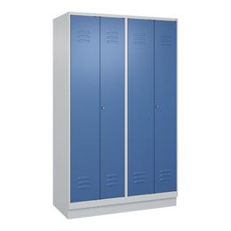 C+P Schwarz-Wei&szlig;-Spind Classic PLUS, Sockel, 4 Abteile, 1950x1200x500mm, 7035/50 Front RAL 5023 Fernblau Verschluss Zylinderschloss ; C + P M&ouml;belsyste (080022-40|S10020)