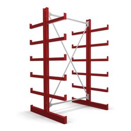 STIER Kragarmregal doppelseitig 1 Feld mit 5 Ebenen 1300x2000x500mm feuerrot (905274)
