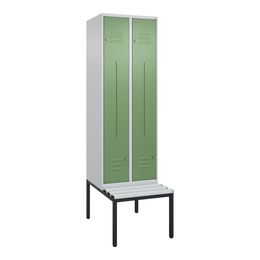 C+P Z-Spind Classic PLUS, Bank, 4 F&auml;cher, 2120x600x815mm, 7035/6011 Verschluss Zylinderschloss Sitzbanktyp untergebaut Material Sitzfl&auml;che Kunststoff (0800537-204|S10051)
