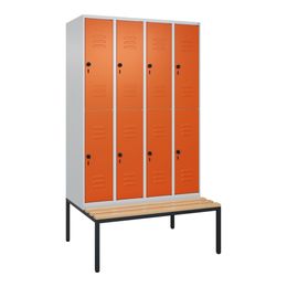 C+P Doppelstock-Spind Classic PLUS, Bank, 4 Abteile, 2120x1200x815mm, 7035/2004 Verschluss Sicherheits-Drehriegel Sitzbanktyp untergebaut Material Sit (0803507-40|S10184)