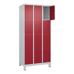 C+P Schlie&szlig;fachschrank Classic PLUS, F&uuml;&szlig;e, 3 Abteile, 1950x900x500mm, 7035/3003 Innenh&ouml;he Gefach oben (oberes 453 mm Front RAL 3003 Rubinrot ; C + P M (080010-304|S10001)