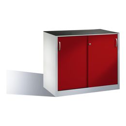 C+P Werkzeug-Beistellschrank mit Schiebet&uuml;ren, innen 1 Boden, H1000xB1200xT600mm Front Rubinrot Korpus Lichtgrau ; C + P M&ouml;belsysteme (2066-09|S10068)