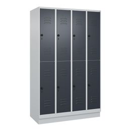 C+P Doppelstock-Spind Classic PLUS, Sockel, 4 Abteile, 1950x1200x500mm, 7035/701 Front RAL 7016 Anthrazitgrau ; C + P M&ouml;belsysteme (080320-40|S10008)