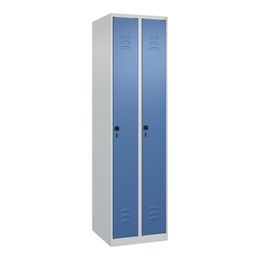 C+P Spind Classic PLUS, 2 Abteile, 1850x500x500mm, 7035/5023 Verschluss Sicherheits-Drehriegel 3 Garderobenhaken ; C + P M&ouml;belsysteme (080000-29|S10005)
