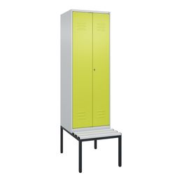 C+P PSA Doppel-Spind Classic PLUS, Bank, 2 Abteile, 2120x600x815mm, 7035/0024 Verschluss Zylinderschloss Sitzbanktyp untergebaut Material Sitzfläche K (0800527-20P|S10025)