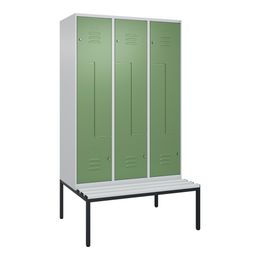 C+P Z-Spind Classic PLUS, Bank, 6 F&auml;cher, 2120x1200x815mm, 7035/6011 Verschluss Zylinderschloss Sitzbanktyp untergebaut Material Sitzfl&auml;che Kunststoff (0800537-326|S10051)