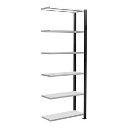 SCHULTE LAGERTECHNIK Schulte Anbauregal B&uuml;ro-Steckregal MULTIplus85 2000 x 750 x 300 mm 6 Fachb&ouml;den Kreuzstrebe schwarz/RAL 7035 lichtgrau mit Anschlagleiste ; Schulte Lag (36009-S)