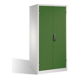 C+P Schwerlast-Werkzeugschrank XXL mit Dreht&uuml;ren, innen 4 B&ouml;den, H1950xB930xT800mm Front Resedagr&uuml;n Korpus Lichtgrau ; C + P M&ouml;belsysteme (8924-052|S10087)