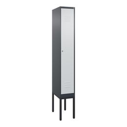 C+P Spind Classic PLUS, Gestell, 1 Abteil, 2120x300x500mm, 7016/7035 Verschluss Zylinderschloss 3 Garderobenhaken ; C + P Möbelsysteme (0800307-10|S10028)