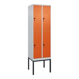 C+P Doppelstock-Spind Classic PLUS, Gestell, 2 Abteile, 2120x600x500mm, 7035/200 Verschluss Sicherheits-Drehriegel Front RAL 2004 Reinorange ; C + P M (0803307-20|S10060)