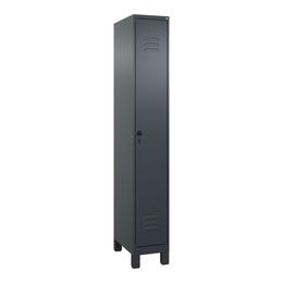 C+P Spind Classic PLUS, F&uuml;&szlig;e, 1 Abteil, 1950x300x500mm, 7016/7016 Verschluss Sicherheits-Drehriegel 3 Garderobenhaken ; C + P M&ouml;belsysteme (080010-10|S10012)