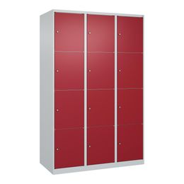 C+P Schlie&szlig;fachschrank Classic PLUS, 3 Abteile, 1850x1200x500mm, 7035/3003 Innenh&ouml;he Gefach oben (oberes 453 mm Front RAL 3003 Rubinrot ; C + P M&ouml;bels (080000-324|S10001)