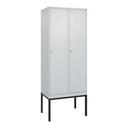 C+P Spind Classic PLUS, Gestell, 2 Abteile, 2120x800x500mm, 7035/7035 Verschluss Zylinderschloss 4 Garderobenhaken ; C + P M&ouml;belsysteme (0800307-22|S10024)